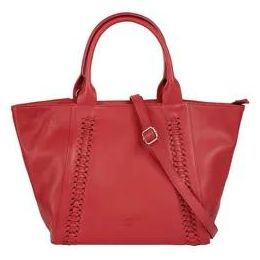 Shopper Samantha Look, Damen, Gr. B/H/T: 32cm x 22cm x 9cm onesize, rot, Leder, leicht gl&auml;nzend, unifarben, Taschen Shopper, echt Leder, Made in Italy