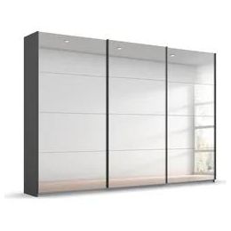 Schwebet&uuml;renschrank Rauch "Kleiderschrank Schrank Garderobe W&auml;scheschrank Ankleide OTELI", grau (graumetallic), B:271cm H:210cm T:62cm, Holzwerkstoff, Schr&auml;nke, Schwebet&uuml;renschrank, mit Spiegelfront, inkl. W&auml;scheeinteilung mit 3 Innenschubladen