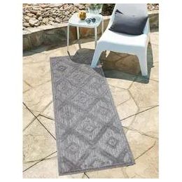Teppich Carpet City "In-& Outdoorteppich Santorini 454, 3D-Effekt, Raute-Optik", grau (anthrazit), B:80cm H:5mm L:250cm, Polypropylen, Teppiche, Teppich, Wetterfest & UV-best&auml;ndig f&uuml;r Terrasse, Balkon, K&uuml;che, Flur