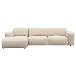 Ecksofa FLEXLUX "Lucera bequem und komfortabel durch hochwertigen Sitzaufbau, L.Form", wei&szlig; (warm wei&szlig;), B:284cm H:73cm T:171cm, 100% Echteder, Sofas, Ecksofa, modern & anschmiegsam, Kaltschaum, Stahl-Wellenunterfederung