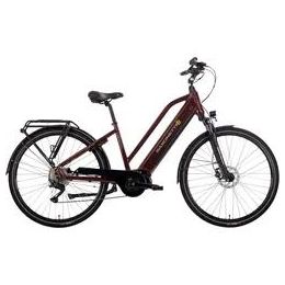 E-Bike SAXONETTE "Premium Sport (Trapez)" Gr. 45, rot (bordeaux, schwarz), Elektrofahrr&auml;der, 45cm, 28 Zoll (71,12cm), Pedelec, Elektrofahrrad f&uuml;r Damen