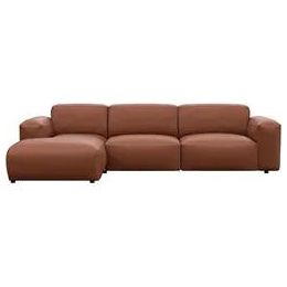 Ecksofa FLEXLUX "Lucera bequem und komfortabel durch hochwertigen Sitzaufbau, L.Form", braun (old chestnut braun), B:284cm H:73cm T:171cm, 100% Echteder, Sofas, Ecksofa, modern & anschmiegsam, Kaltschaum, Stahl-Wellenunterfederung