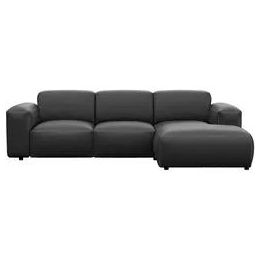 Ecksofa FLEXLUX "Lucera Chaislongue rechts oder links, L-Form, bequem", schwarz (deep schwarz), B:251cm H:73cm T:171cm, 100% Echteder, Sofas, Ecksofa, modern & anschmiegsam, Kaltschaum, Stahl-Wellenunterfederung