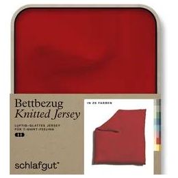 Bettbezug Schlafgut "Premium Bettbezug Knitted Jersey (1 St)", rot (rot deep), B:240cm L:220cm, Jersey, Obermaterial: 95% Baumwolle, 5% Elasthan, Bettbez&uuml;ge, Ton-in-Ton Rei&szlig;verschluss, Bio-Baumwolle mit Elasthan, Uni, OEKO Tex