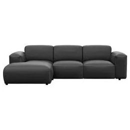 Ecksofa FLEXLUX "Lucera Chaislongue rechts oder links, L-Form, bequem", schwarz (deep schwarz), B:251cm H:73cm T:171cm, 100% Echteder, Sofas, Ecksofa, modern & anschmiegsam, Kaltschaum, Stahl-Wellenunterfederung