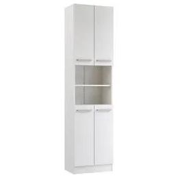 Hochschrank SAPHIR "Quickset 335 Badschrank 50 cm breit, 4 T&uuml;ren, 1 Nische, 3 Einlegeb&ouml;den", wei&szlig;, B:50cm H:195,5cm T:33cm, Holzwerkstoff, Schr&auml;nke, Hochschrank, Badezimmer-Hochschrank, Wei&szlig; Glanz, Griffe in Chrom gl&auml;nzend