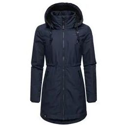 Winterjacke Ragwear "Dakkota", Damen, Gr. M (38), blau (navy), Au&szlig;enmaterial: 100% Polyester; Innenfutter: 100% Polyester; Wattierung: 100% Polyester, tailliert ca. Mitte Oberschenkel, hoch geschlossener Ausschnitt, &Auml;rmel ohne &Auml;rmelschlitz Rippstrickb&uuml;ndchen, Jacken Winterjacke, Wasserdichter Winterparka mit Teddyfleece Innenfutter