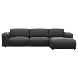 Ecksofa FLEXLUX "Lucera bequem und komfortabel durch hochwertigen Sitzaufbau, L.Form", schwarz (deep schwarz), B:284cm H:73cm T:171cm, 100% Echteder, Sofas, Ecksofa, modern & anschmiegsam, Kaltschaum, Stahl-Wellenunterfederung