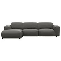 Ecksofa FLEXLUX "Lucera bequem und komfortabel durch hochwertigen Sitzaufbau, L.Form", grau (warm mineral grau), B:284cm H:73cm T:171cm, 100% Echteder, Sofas, Ecksofa, modern & anschmiegsam, Kaltschaum, Stahl-Wellenunterfederung