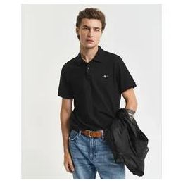 Poloshirt Gant "REG SHIELD SS PIQUE POLO", Herren, Gr. M, schwarz, Obermaterial: 100% Baumwolle, unifarben, regular fit h&uuml;ftlang, hoch geschlossener Ausschnitt, B&uuml;ndchen, Shirts, mit Logo und Flachstrickkragen 100% Baumwolle Pique