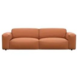 3-Sitzer FLEXLUX "Lucera Sofa, super bequem durch hochwertigen Sitzaufbau mit Kaltschaum", braun (modern cognac braun), B:252cm H:73cm T:102cm, 100% Echteder, Sofas, modern & anschmiegsam, Designsofa