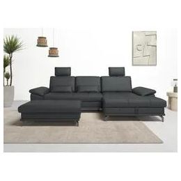 Ecksofa OTTO HOME "Costello L-Form, B: 301 cm mit Sitztiefen-, Armteilverstellung &", schwarz, B:301cm H:89cm T:176cm, Luxus-Microfaser (90% Polyester, 10% Polyamid);Samtoptik (100% Polyester), Sofas, Ecksofa, 3 Nierenkissen, optional Bettfunktion & Bettkasten