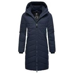 Steppmantel Ragwear "Dizzie Coat", Damen, Gr. XL (42), blau (navy), Au&szlig;enmaterial: 100% Polyester. Innenfutter: 100% Polyester. Wattierung: 100% Polyester, normal ca. Mitte Oberschenkel, hoch geschlossener Ausschnitt, &Auml;rmel ohne &Auml;rmelschlitz Strickb&uuml;ndchen, M&auml;ntel Steppmantel, Wasserdichter Winterparka mit gef&uuml;tterter Kapuze