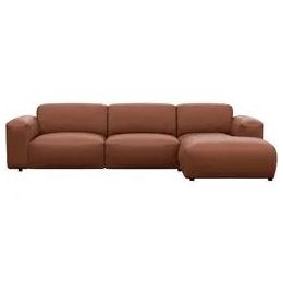 Ecksofa FLEXLUX "Lucera bequem und komfortabel durch hochwertigen Sitzaufbau, L.Form", braun (old chestnut braun), B:284cm H:73cm T:171cm, 100% Echteder, Sofas, Ecksofa, modern & anschmiegsam, Kaltschaum, Stahl-Wellenunterfederung