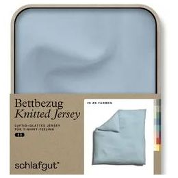 Bettbezug Schlafgut "Premium Bettbezug Knitted Jersey (1 St)", blau (blau light), B:240cm L:220cm, Jersey, Obermaterial: 95% Baumwolle, 5% Elasthan, Bettbez&uuml;ge, Ton-in-Ton Rei&szlig;verschluss, Bio-Baumwolle mit Elasthan, Uni, OEKO Tex