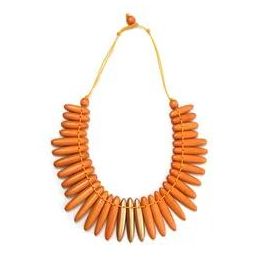 Kette mit Anh&auml;nger "Maresa", Damen, Gr. onesize, Holz, orange, Collezione Alessandro, Basic, Halsketten, mit l&auml;nglichen Holzperlen