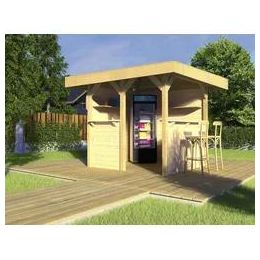 Holzpavillon Weka "Gartenlaube 657 Gr.1", braun, B/H/T: 230cm, Pavillons, Set mit 2 R&uuml;ckw&auml;nden, Tresenwand und Treseneingang