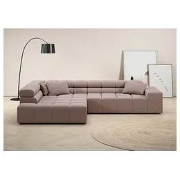 Ecksofa Home Affaire "Ancona incl. Kopfteilverstellung, Breite 319cm, L-Form", rosa (ros&eacute;), B:319cm H:70cm T:215cm, Struktur (85% Polyester, 15% Viskose);Luxus-Microfaser weich (98% Polyester, 2% Nylon);Velours (100% Polyester), Sofas, Ecksofa, wahlweise motorische Sitztiefenverstellung, auch in Cord + Easy Care