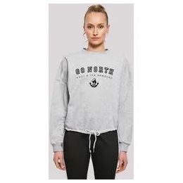 Sweatshirt F4NT4STIC "Go North Knut & Jan Hamburg", Damen, Gr. S, grau (erdgrau), Obermaterial: 65% Baumwolle, 35% Polyester, oversize, Rundhals, ohne B&uuml;ndchen, Sweatshirts Sweatshirt, Print