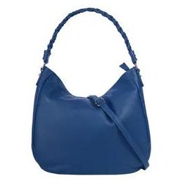 Henkeltasche Samantha Look, Damen, Gr. B/H/T: 34cm x 31cm x 10cm onesize, blau, Leder, leicht gl&auml;nzend, unifarben, Taschen, echt Leder, Made in Italy