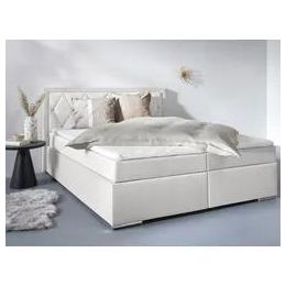 Boxbett Home Affaire "Alfie, wahlweise mit Bettkasten", grau (hellgrau), L:206cm, Bezug Bett: Samtvelours (100% Polyester), Bezug der Spiegelfl&auml;che Matratzendrell aus 100% Polyester. Topperbezug abnehmbar und waschbar bis 30o C, aus 100% Polyester, Komplettbetten, Boxspringbett, mit Stra&szlig;steinen im Kopfteil, H2, H3 und H4 w&auml;hlbar, Topseller