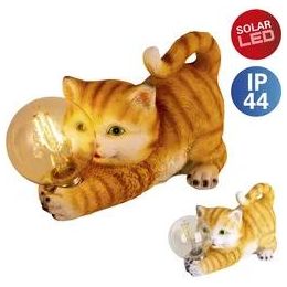 N&auml;ve LED Solarleuchte N&Auml;VE "Katze", braun, B:11cm H:15cm L:25cm, Leuchten, s&uuml;&szlig;e gestreifte Katze mit beleuchteter Kugel und warmwei&szlig;em Licht