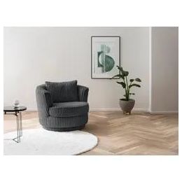 Drehsessel Home Affaire "MAISIE, Lese-Sessel, Love Seat", grau (anthrazit), B:95cm H:77cm T:95cm, Sessel, Drehsessel, trendige Stoffe MEGA CORD und Web-Velours, 360 Grad drehbar