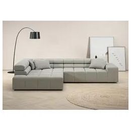 Ecksofa Home Affaire "Ancona incl. Kopfteilverstellung, Breite 319cm, L-Form", grau (hellgrau), B:319cm H:70cm T:215cm, Struktur (85% Polyester, 15% Viskose);Luxus-Microfaser weich (98% Polyester, 2% Nylon);Velours (100% Polyester), Sofas, Ecksofa, wahlweise motorische Sitztiefenverstellung, auch in Cord + Easy Care