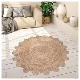 Teppich Paco Home "Viborg 592", beige, H:13mm &Oslash;:200cm, Jute, Teppiche, Teppich, handgefertigter Natur-Teppich, Jute, Boho, Ethno