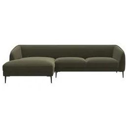 Ecksofa FLEXLUX "Belle Designsofa, L-Form, B/T 288/149 cm", gr&uuml;n (moss gr&uuml;n), B:288cm H:74cm T:149cm, 100% Polyester, Sofas, Ecksofa, Skandinavisches Design, In hochwertiger Verarbeitung