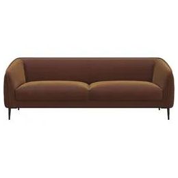 3-Sitzer FLEXLUX "Belle Designsofa, Couch, bequem durch Kaltschaum im Sitz", braun (cognac), B:218cm H:74cm T:89cm, 100% Polyester, Sofas, Skandinavisches Design, In hochwertiger Verarbeitung