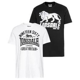T-Shirt Lonsdale "BYLCHAN", Herren, Gr. M (48/50), schwarz-wei&szlig; (wei&szlig;, schwarz), Single Jersey, Obermaterial: 100% Baumwolle, schmal normal, Rundhals, Shirts T-Shirt