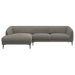Ecksofa FLEXLUX "Belle Designsofa, L-Form, B/T 288/149 cm", braun (taupe braun), B:288cm H:74cm T:149cm, 85% Polyester/15%Polyamide, Sofas, Ecksofa, Skandinavisches Design, In hochwertiger Verarbeitung