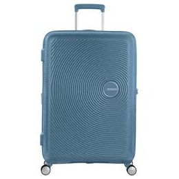 Hartschalen-Trolley American Tourister "SOUNDBOX, in verschiedenen Farben und Gr&ouml;&szlig;en", Gr. B/H/T: 51,5cm x 77cm x 29,5cm 97 l, blau (stone blau), Polypropylen, unifarben, Koffer, Reisekoffer Trolley Aufgabegep&auml;ck TSA-Zahlenschloss Volumenerweiterung