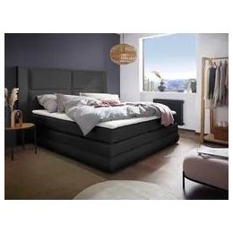 Boxspringbett Collection AB "Copenhagen", schwarz, B:231cm L:215cm, Holzwerkstoff, Spanplatte, Komplettbetten, Boxspringbett, inklusive Bettkasten, Topper, wahlweise mit LED-Beleuchtung