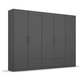 Dreht&uuml;renschrank OTTO HOME "Kleiderschrank Schrank Garderobe W&auml;scheschrank CHALLENGER", grau (graumetallic), B:226cm H:197cm T:54cm, Holzwerkstoff, Schr&auml;nke, Dreht&uuml;renschrank, Metallgriffe in Graumetallic und ger&auml;umige Schubladen MADE IN GERMANY