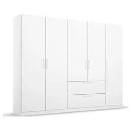 Dreht&uuml;renschrank OTTO HOME "Kleiderschrank Schrank Garderobe W&auml;scheschrank CHALLENGER", wei&szlig; (alpinwei&szlig;), B:226cm H:197cm T:54cm, Holzwerkstoff, Schr&auml;nke, Dreht&uuml;renschrank, Metallgriffe in Graumetallic und ger&auml;umige Schubladen MADE IN GERMANY
