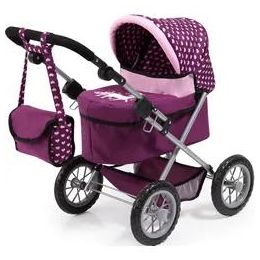 BAYER DESIGN Puppenwagen BAYER "Trendy, pflaume", lila (pflaume), Puppenwagen, KinderB:39cm H:68cm T:68cm, Kunststoff, Metall, Stoff, mit Wickeltasche, B:39cm H:68cm T:68cm