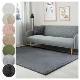 Fellteppich LUXOR living "Novara", grau (grafit), B:120cm H:30mm L:170cm, Kunstfaser, Teppiche, Fellteppich, Kunstfell, Kaninchenfell-Haptik, besonders weicher Hochflor