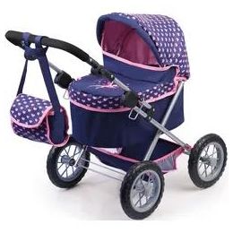 BAYER DESIGN Puppenwagen BAYER "Trendy, dunkelblau", blau (dunkelblau), Puppenwagen, KinderB:39cm H:68cm T:68cm, Kunststoff, Metall, Stoff, mit Wickeltasche, B:39cm H:68cm T:68cm