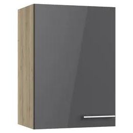 H&auml;ngeschrank Optifit "Lilly", schwarz (anthrazit lackiert, wildeiche, wildeiche), B:50cm H:70,4cm T:34,6cm, Holzwerkstoff, Schr&auml;nke, H&auml;ngeschrank, Breite 50 cm, 1 T&uuml;r, 2 Einlegeb&ouml;den