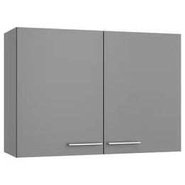 H&auml;ngeschrank Optifit "Lilly", grau (basalt grau, basalt, schwarz stone), B:100cm H:70,4cm T:34,6cm, Holzwerkstoff, Schr&auml;nke, H&auml;ngeschrank, Breite 100 cm, 2 T&uuml;ren, 4 Einlegeb&ouml;den