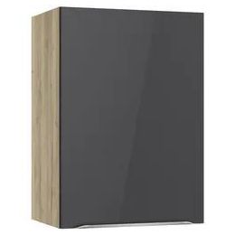 H&auml;ngeschrank Optifit "Lilly2", schwarz (anthrazit lackiert, wildeiche, wildeiche), B:50cm H:70,4cm T:34,6cm, Holzwerkstoff, Schr&auml;nke, H&auml;ngeschrank, Breite 50 cm, 1 T&uuml;r, 2 Einlegeb&ouml;den