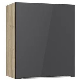 H&auml;ngeschrank Optifit "Lilly2", schwarz (anthrazit lackiert, wildeiche, wildeiche), B:60cm H:70,4cm T:34,6cm, Holzwerkstoff, Schr&auml;nke, H&auml;ngeschrank, Breite 60 cm, 1 T&uuml;r, 2 Einlegeb&ouml;den