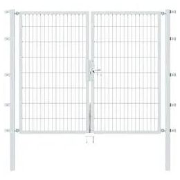 GAH Alberts Zaundoppelt&uuml;r ALBERTS "Flexo", silber (silberfarben), B:200cm H:160cm, Stahl, Tore, 200 cm Breite, in versch. H&ouml;hen
