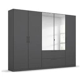 Dreht&uuml;renschrank OTTO HOME "Kleiderschrank Schrank Garderobe W&auml;scheschrank CHALLENGER", grau (graumetallic), B:226cm H:210cm T:54cm, Holzwerkstoff, Schr&auml;nke, Dreht&uuml;renschrank, mit Spiegelt&uuml;ren und ger&auml;umigen Schubladen MADE IN GERMANY