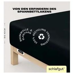 Spannbettlaken Schlafgut "EASY Jersey Elasthan Boxspring", schwarz (off, schwarz), 1 Stk., Jersey, 140-160x200-220 40cm, Jersey, Obermaterial: 95% Baumwolle, 5% Elasthan, Bettlaken, Spannbettlaken, MADE IN GREEN by OEKO-TEX