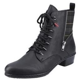 Schn&uuml;rstiefelette Rieker, Damen, Gr. 37, schwarz, Lederimitat, Schuhe Schn&uuml;rstiefelette, mit modischen &Ouml;sen