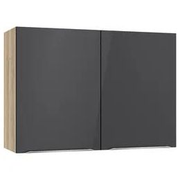 H&auml;ngeschrank Optifit "Lilly2", schwarz (anthrazit lackiert, wildeiche, wildeiche), B:100cm H:70,4cm T:34,6cm, Holzwerkstoff, Schr&auml;nke, H&auml;ngeschrank, Breite 100 cm, 2 T&uuml;ren, 4 Einlegeb&ouml;den