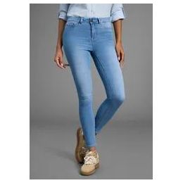 Skinny-fit-Jeans Arizona "Ultra Stretch", Damen, Gr. 52, N-Gr, blau (bleached), Jeans, Obermaterial: 63% Baumwolle, 32% Polyester, 5% Elasthan, skinny fit kn&ouml;chellang, Jeans, extra-eng geschnittene Beinform, modische Used-Waschung, Topseller